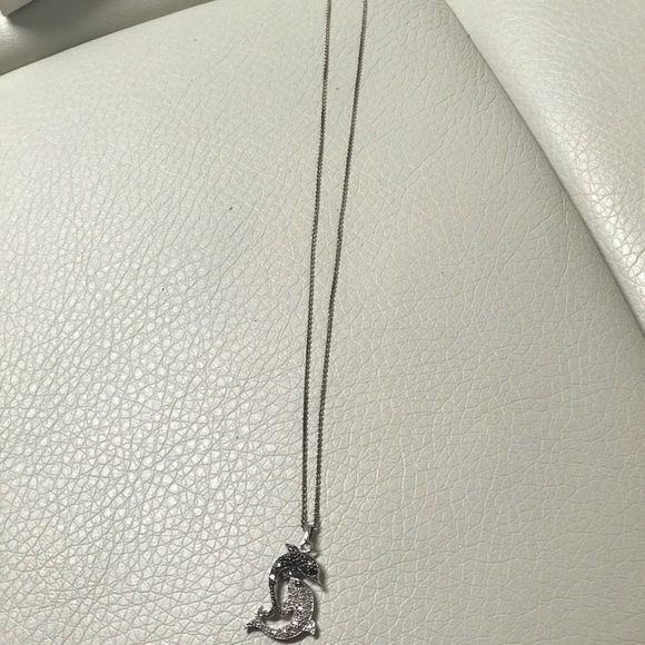 Jewelry | Double Dolphin Sterling Silver Diamond Necklace | Poshmark